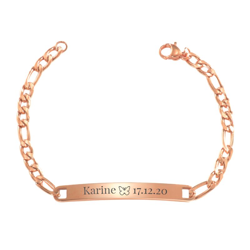 Gourmette en acier rosé personnalisée pour femme - 2644